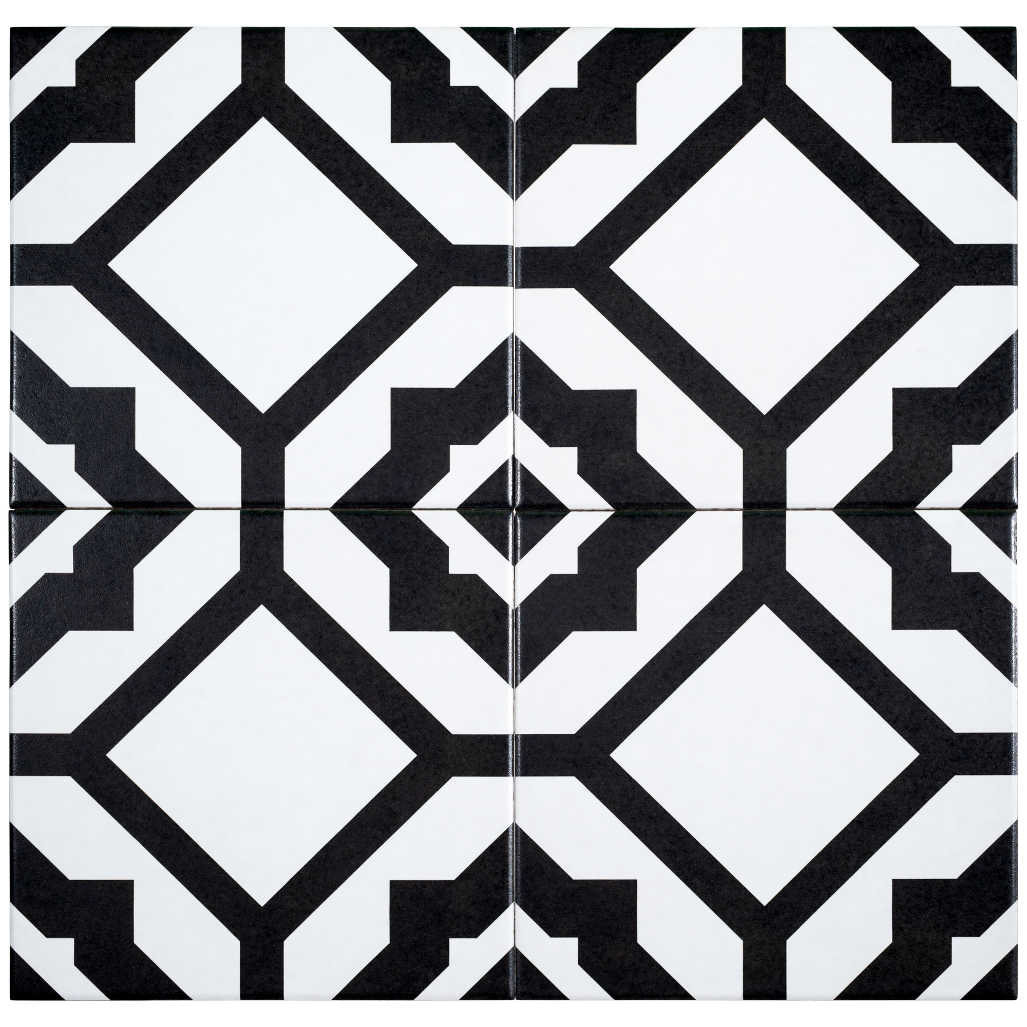 Andova Luv Enchanted Black and White 8-in Encaustic Matte Porcelain ...