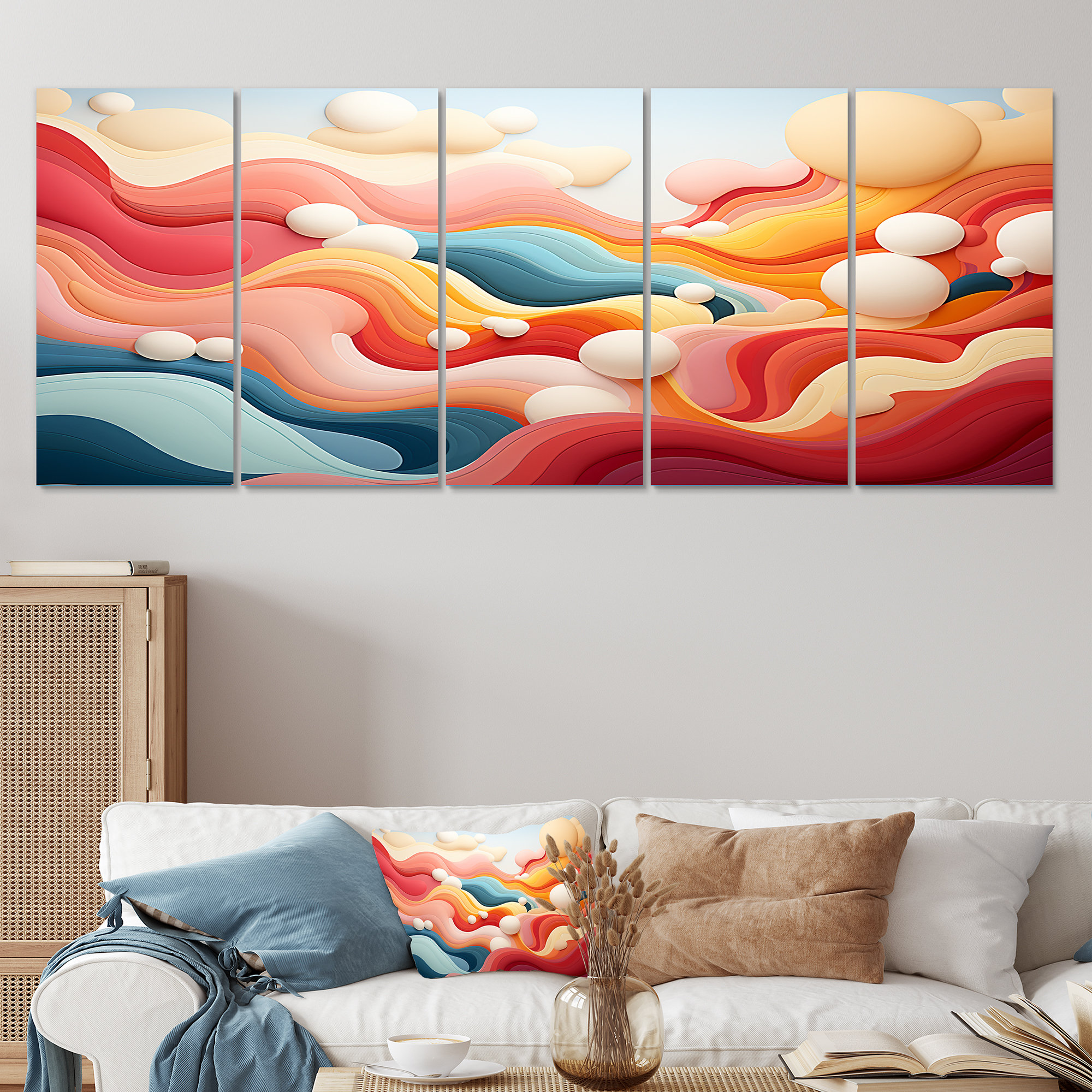 George Oliver Colorful Fantasy Mountain Landscape II - Abstract 5 Piece ...