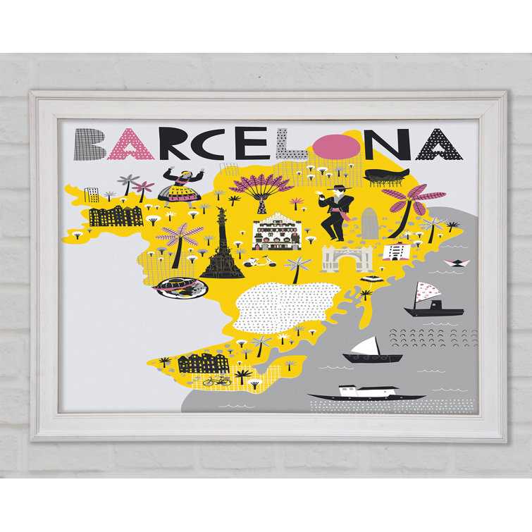 Longshore Tides The Little Map Of Barcelona - Single Picture Frame Art ...