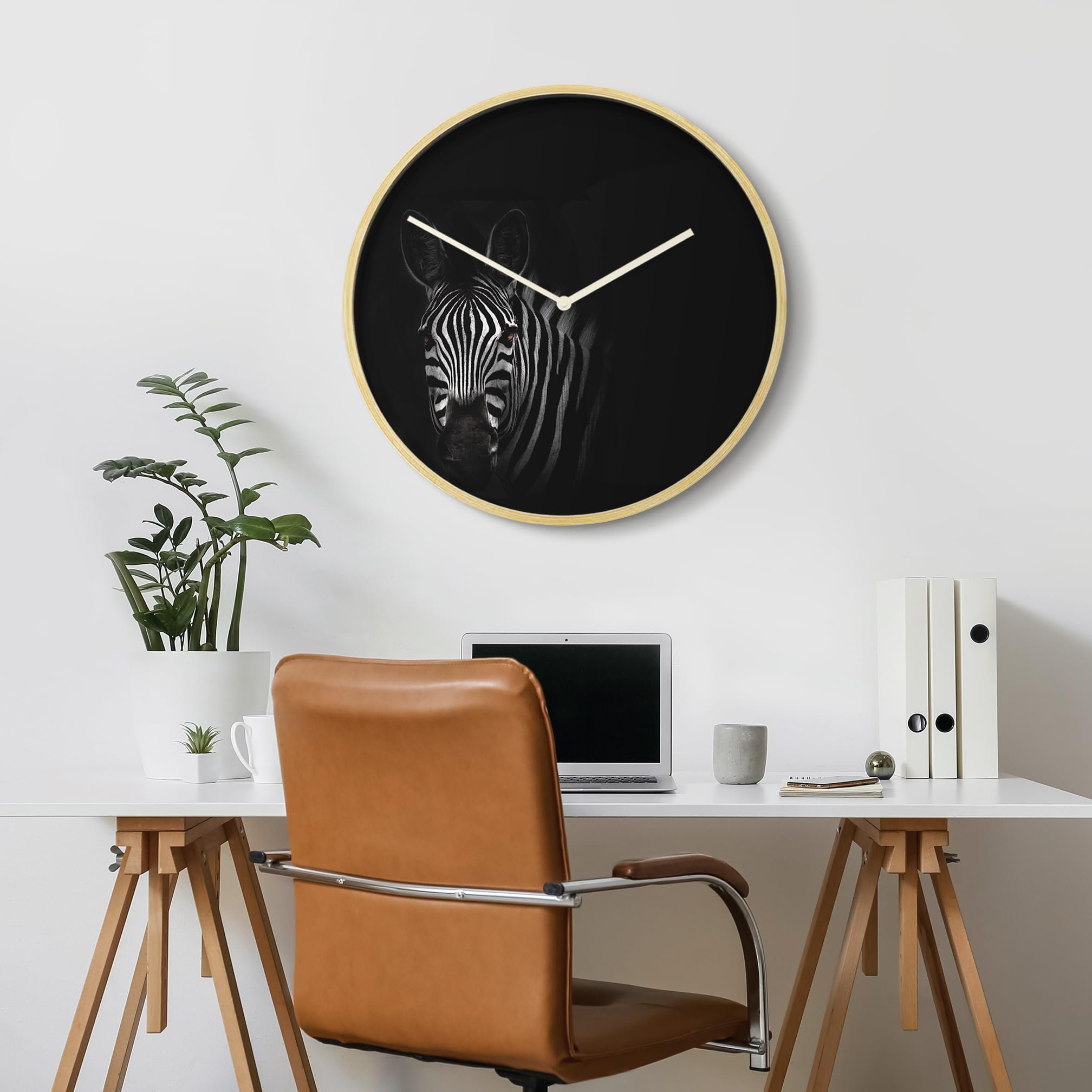 SIGNLEADER Animal Zebra Clock Decor Wooden Large Wall Clock Living Room ...