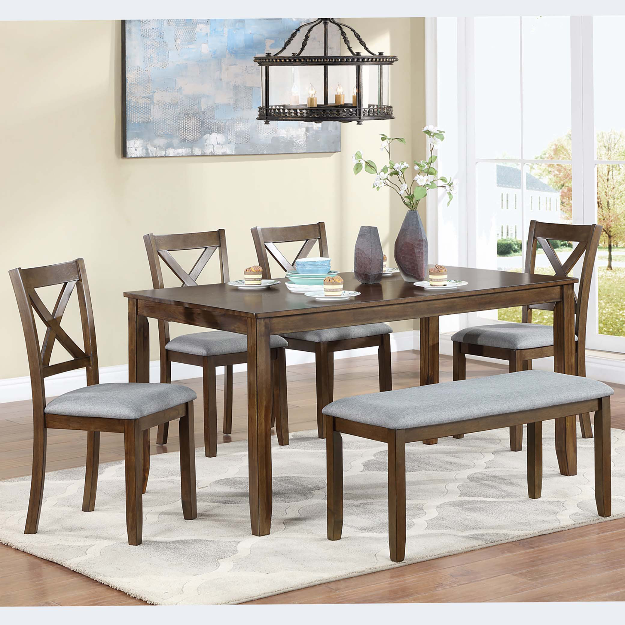 Gracie Oaks Dining Rectangular Table with Bench, Kitchen Table with ...