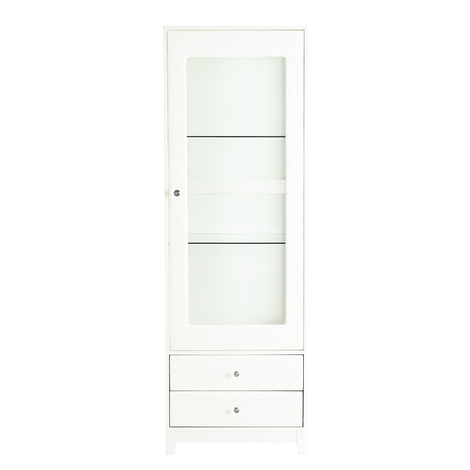Mercer41 71'' Freestanding Upholstered Display Cabinet With Glass Door ...