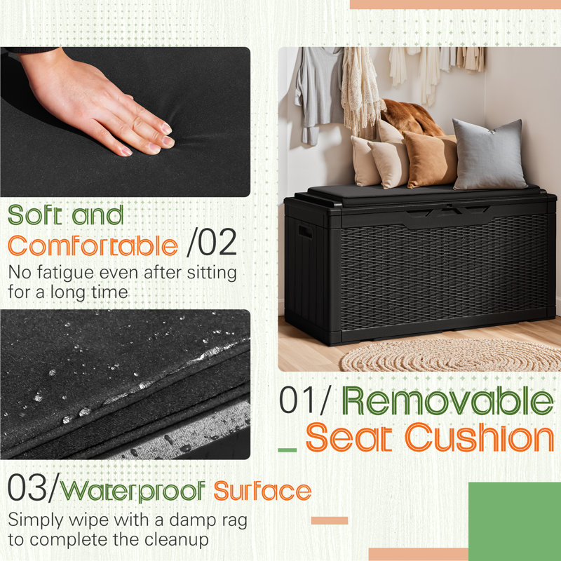 GUNJI 100 Gallons Water Resistant Resin Lockable Deck Box & Reviews ...