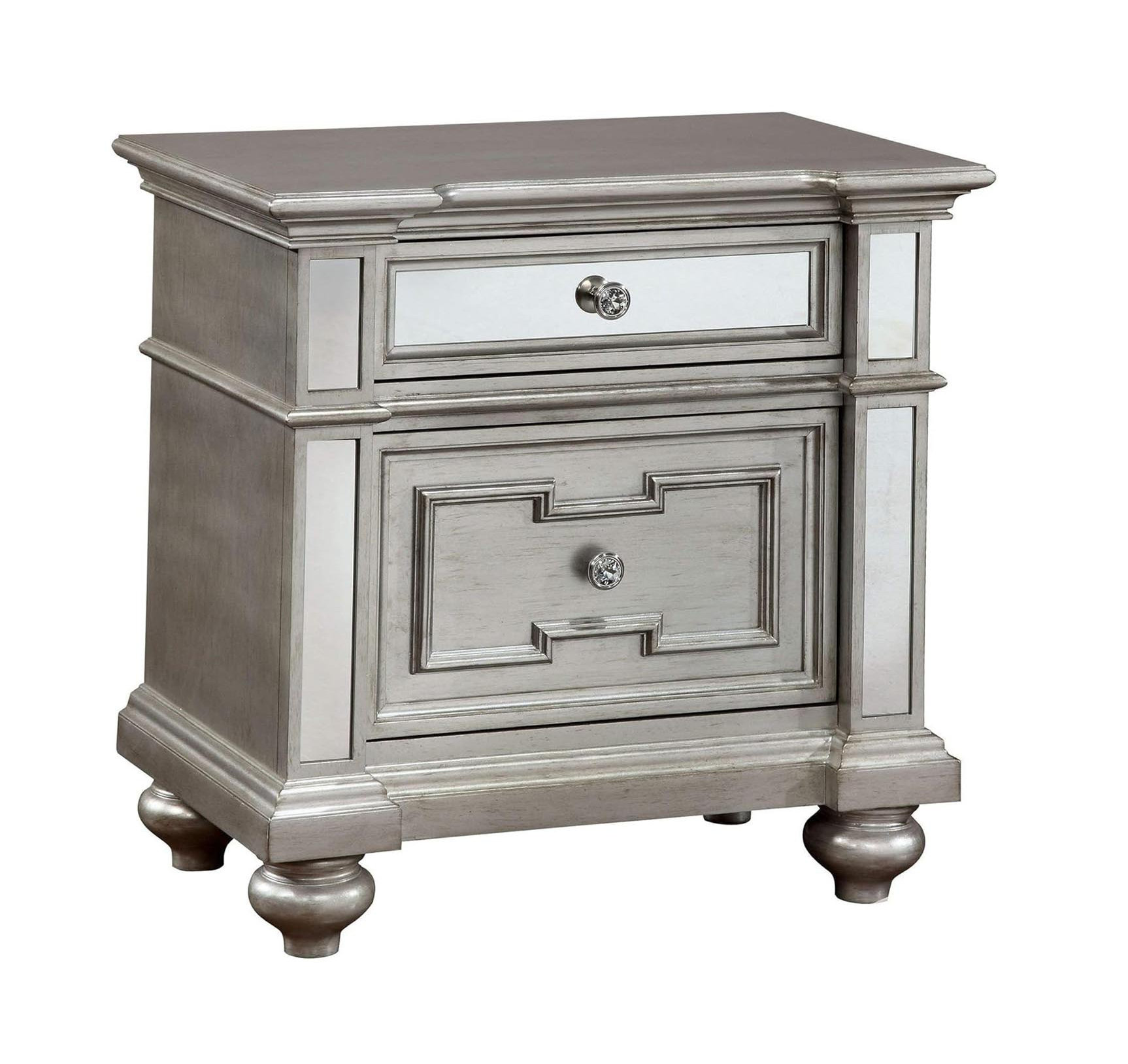 Rosdorf Park Glam Nightstand, Crystal-Like Acrylic Drawer Pulls Bun ...