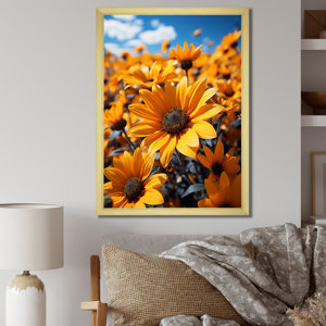 Gracie Oaks Bethene Yellow Dancing Sunflowers I - Print | Wayfair