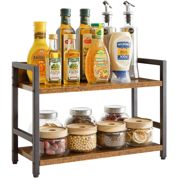 17 Stories 2-Tier Spice Rack Industrial Counter Shelf Desktop Storage ...