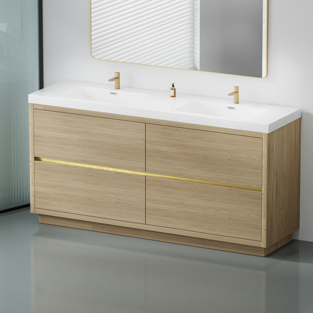 Hokku Designs Freestanding Bathroom Vanity with Double Sinks, Bathroom ...