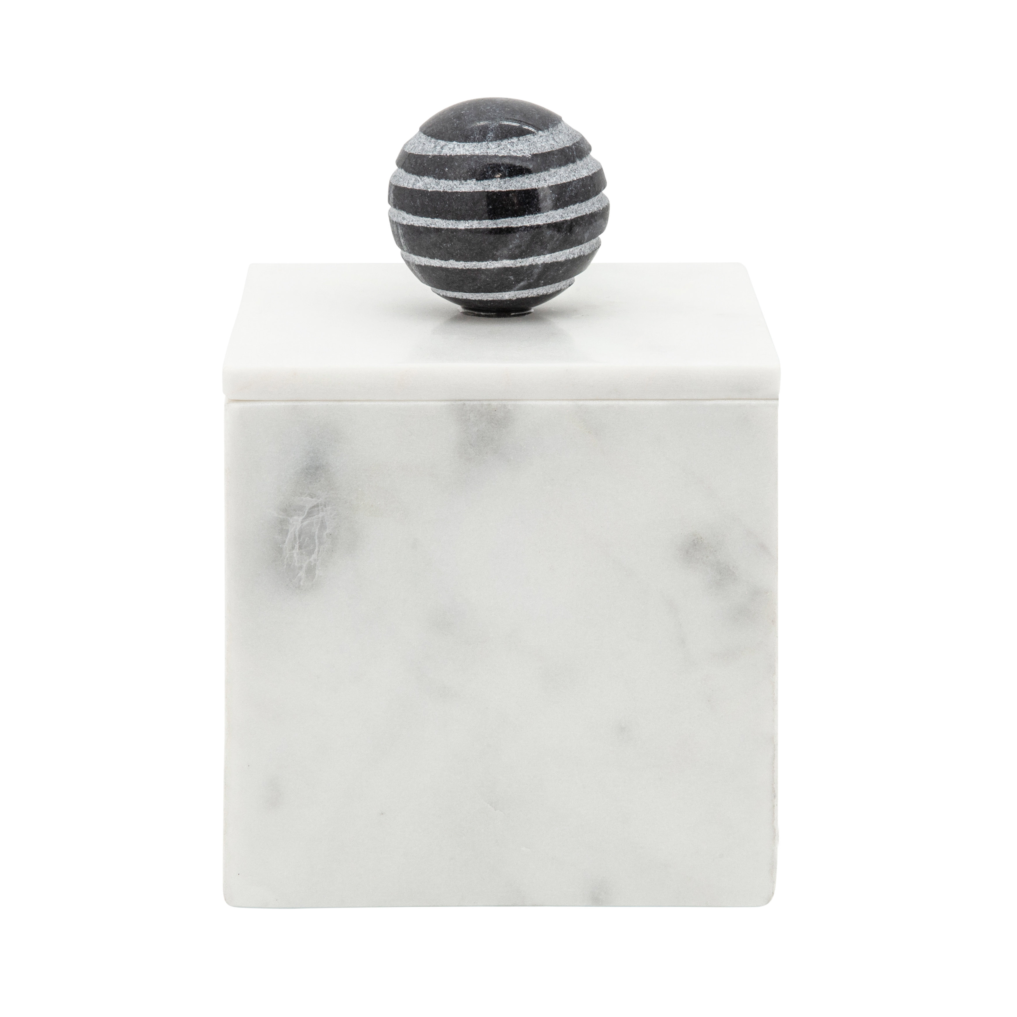 Wrought Studio™ Neutral Modern Marble Storage Box with Decorative Orb ...