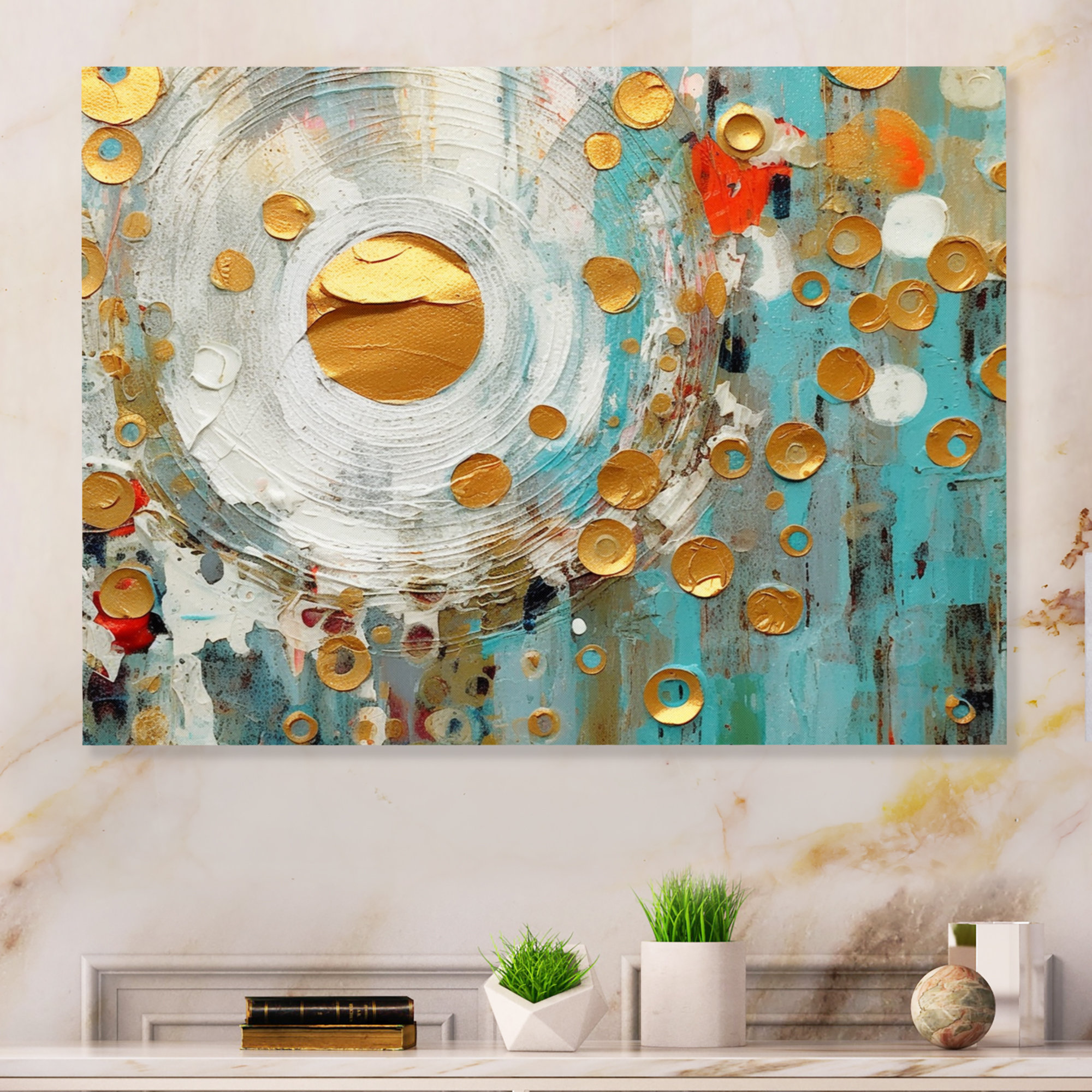 Ivy Bronx Gold Turquoise Geometric Reflections I - Abstract Shapes ...