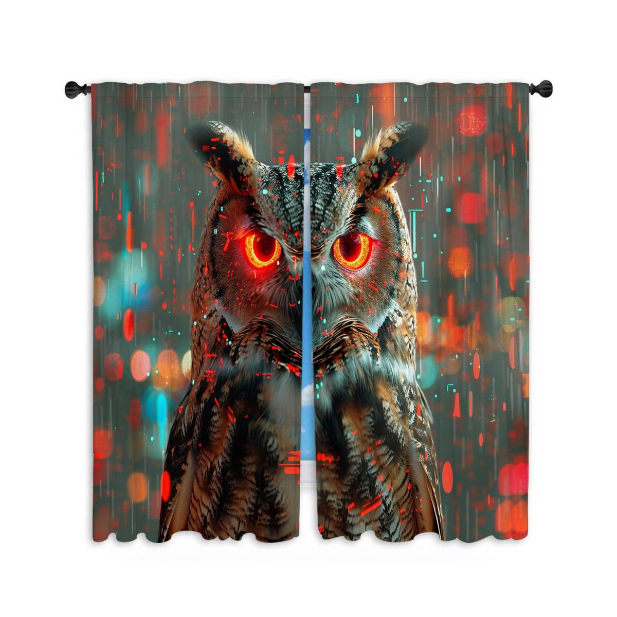 VisionDecor Cyber Owl Sheer Window Curtains - 2 Panels_sheer_5/11931 ...