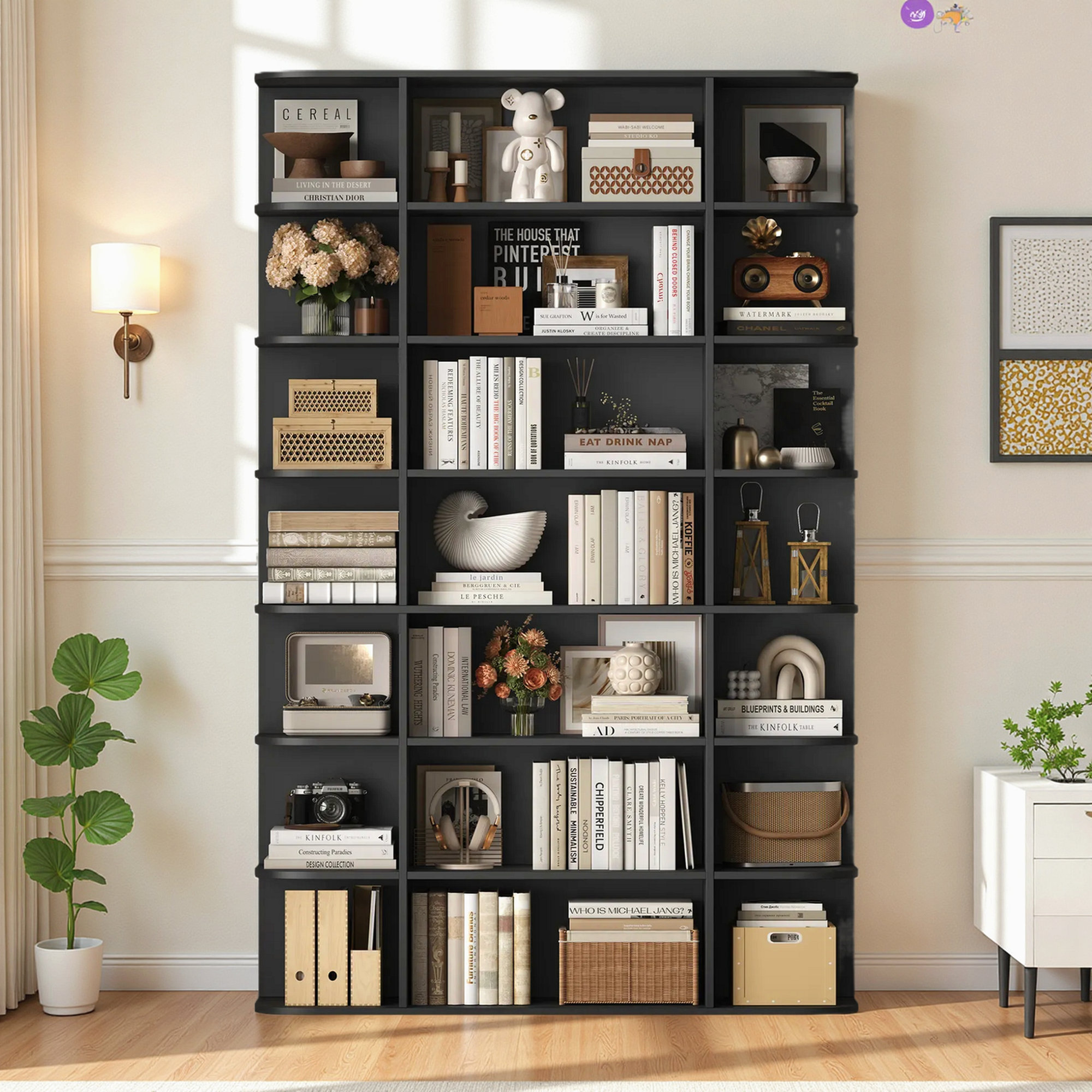 Latitude Run® 84.7"H X 47.2"W 7-Tier Standard Curved Storage Bookcase ...