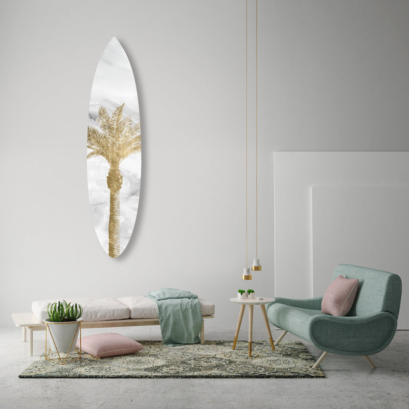 Oliver Gal Palm Tree Gold II Surfboard Landscape & Nature - Die-Cut ...