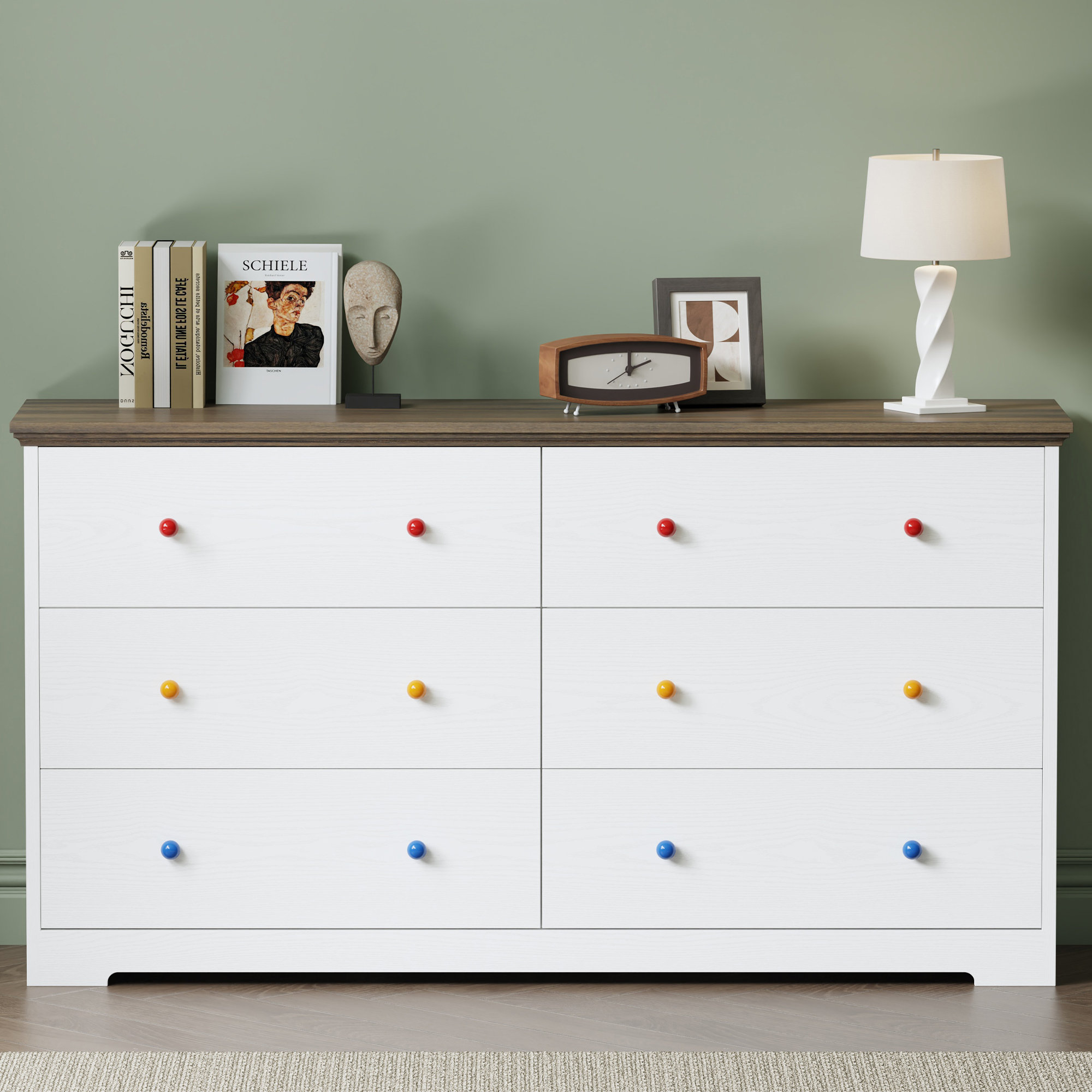 Winston Porter 59" W 6-drawer Dresser With 12 Coloured & 12 Black ...