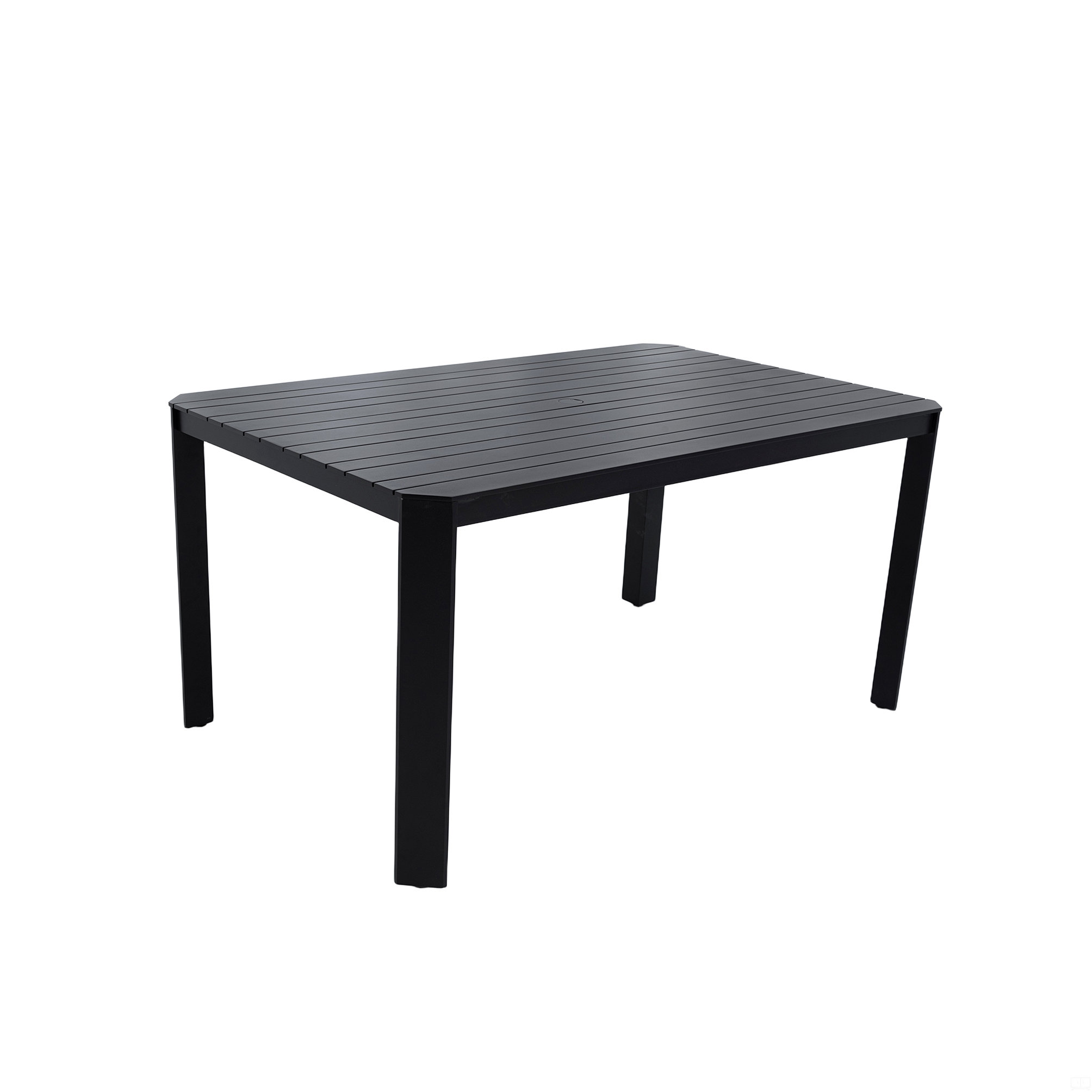 Ivy Bronx Outdoor Aluminum Table With Alternating Wide And Narrow Slats ...