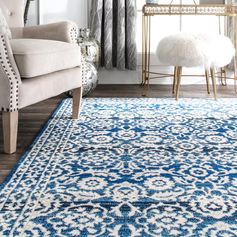 ClassicLiving Plumville Oriental Machine Woven Navy Blue/Cream Area Rug ...