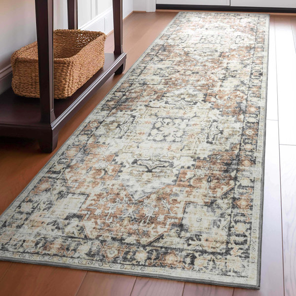 Langley Street Maloy Oriental Power Loom Polyester Area Rug in Natural ...