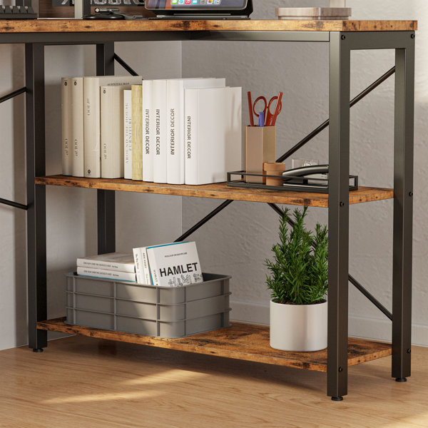 Inbox Zero Laconya 47 inch L Shaped Desk with Charging Station and ...