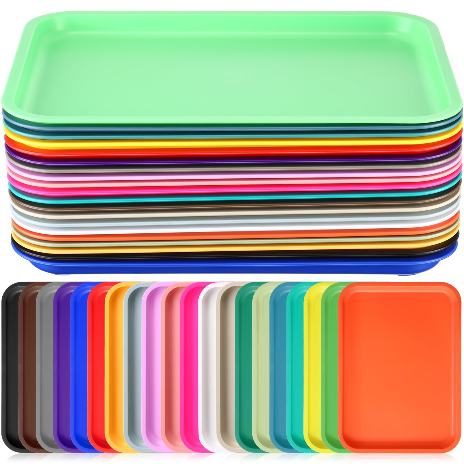 Latitude Run® 20 Pcs Plastic Fast Food Trays Bulk Colorful Cafeteria ...