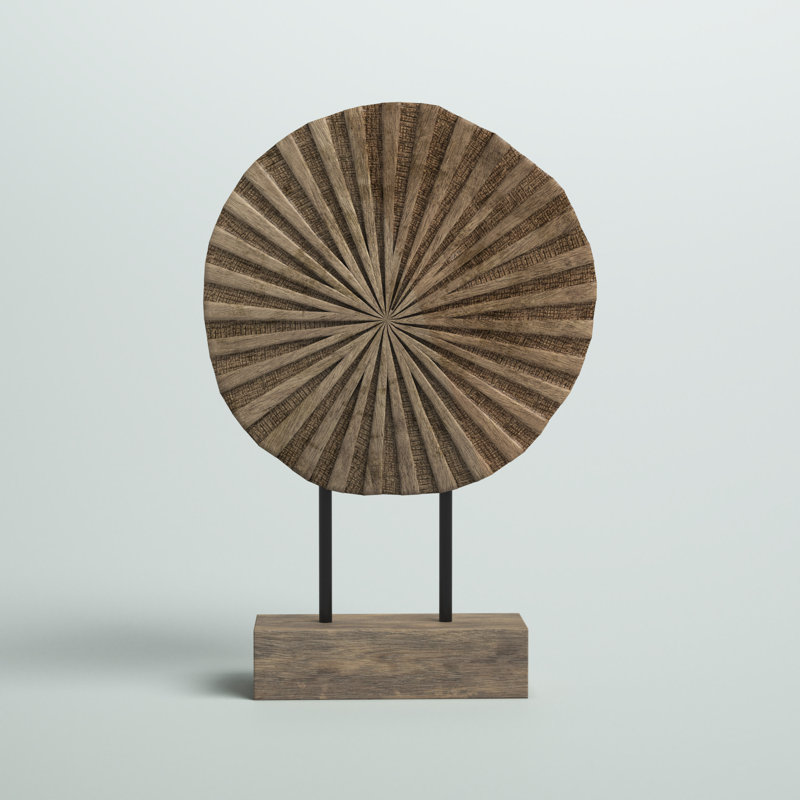 Greyleigh™ 12" Wood Pinwheel Decor Contemporary Natural Brown Circular ...