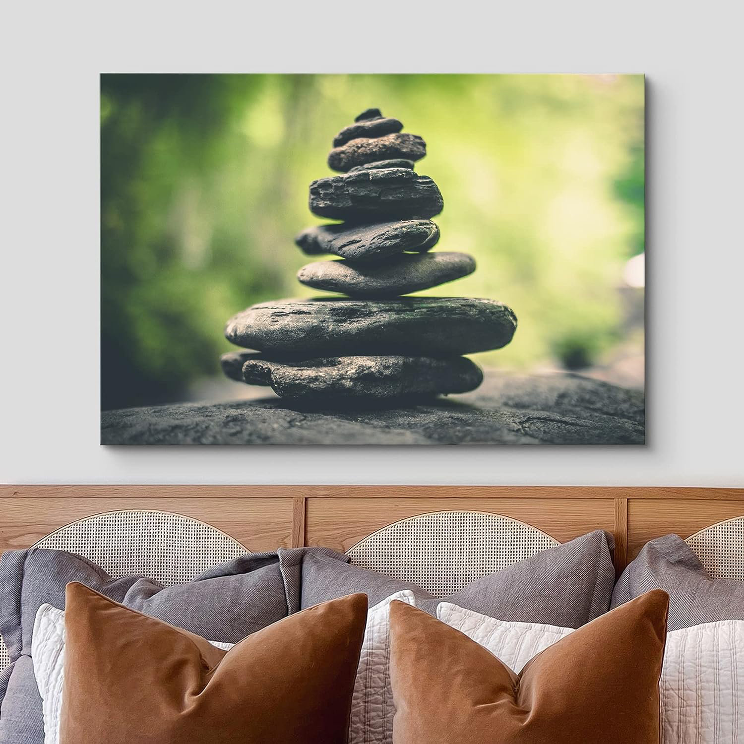 IDEA4WALL Zen Stones Relaxing Meditation Green Jungle Forest Rocks ...