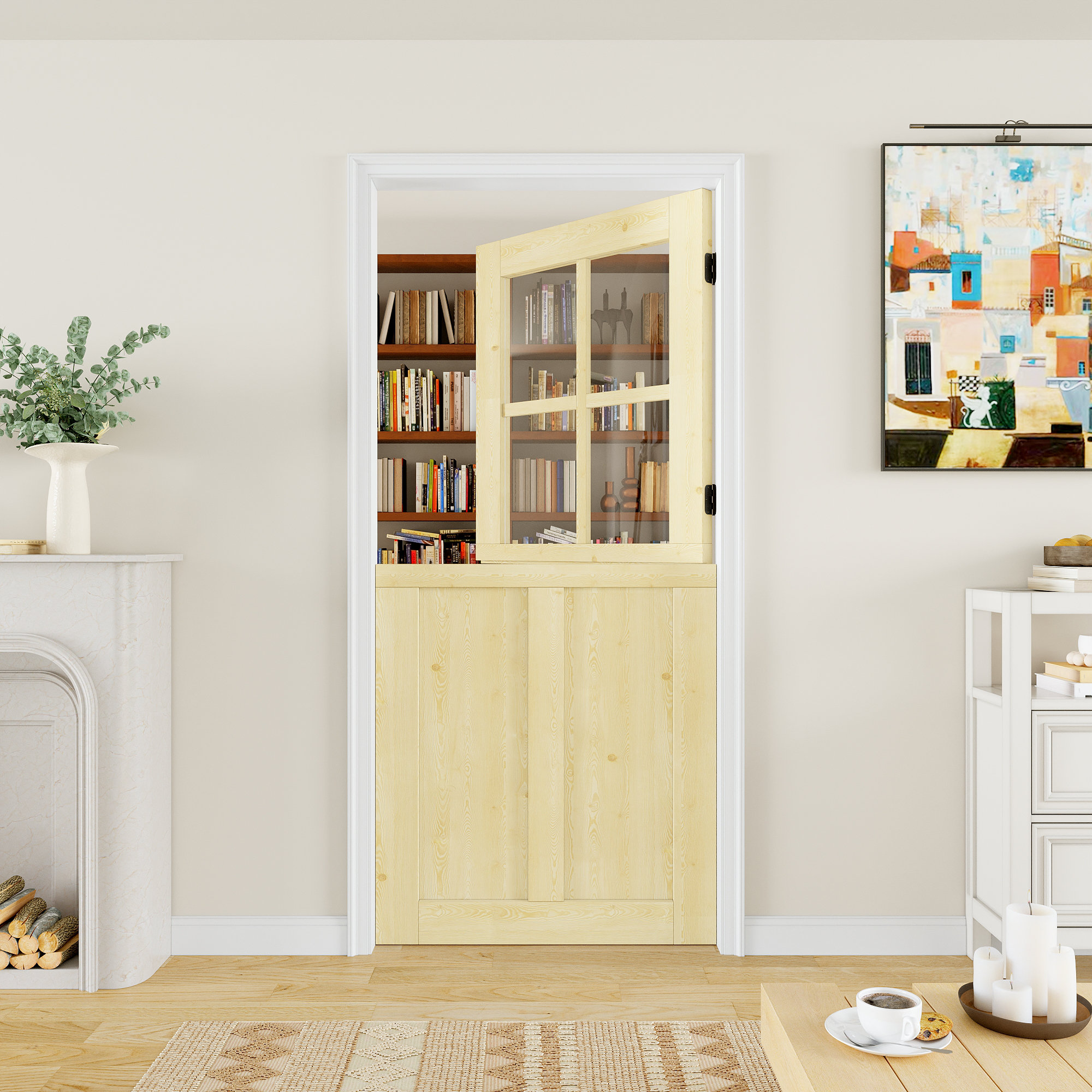 ARK DESIGN Slab Only, 4-Lite Split Dutch Door 2 Panels Unfinished Solid ...