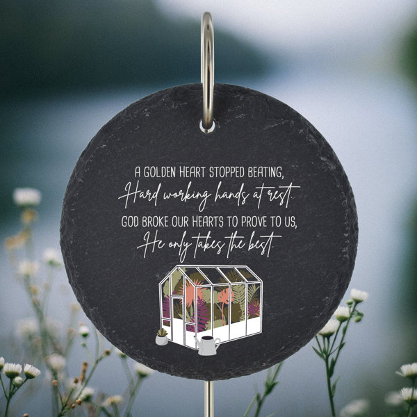 Happy Larry Lykins Garden Golden Heart Memorial Plaque | Wayfair.co.uk