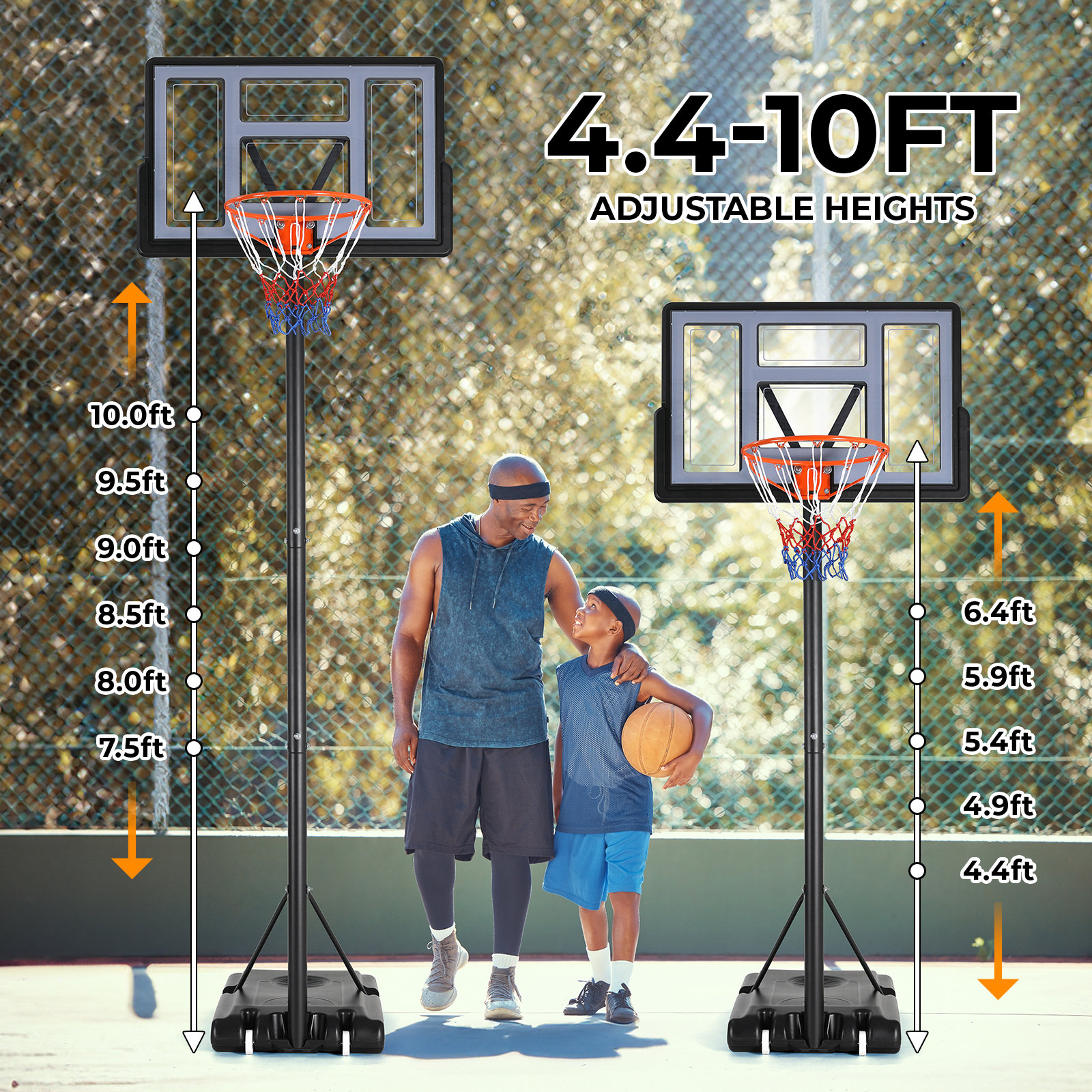 Pirecart 43.3'' W Metal Portable Full-Size Basketball Hoop & Reviews ...