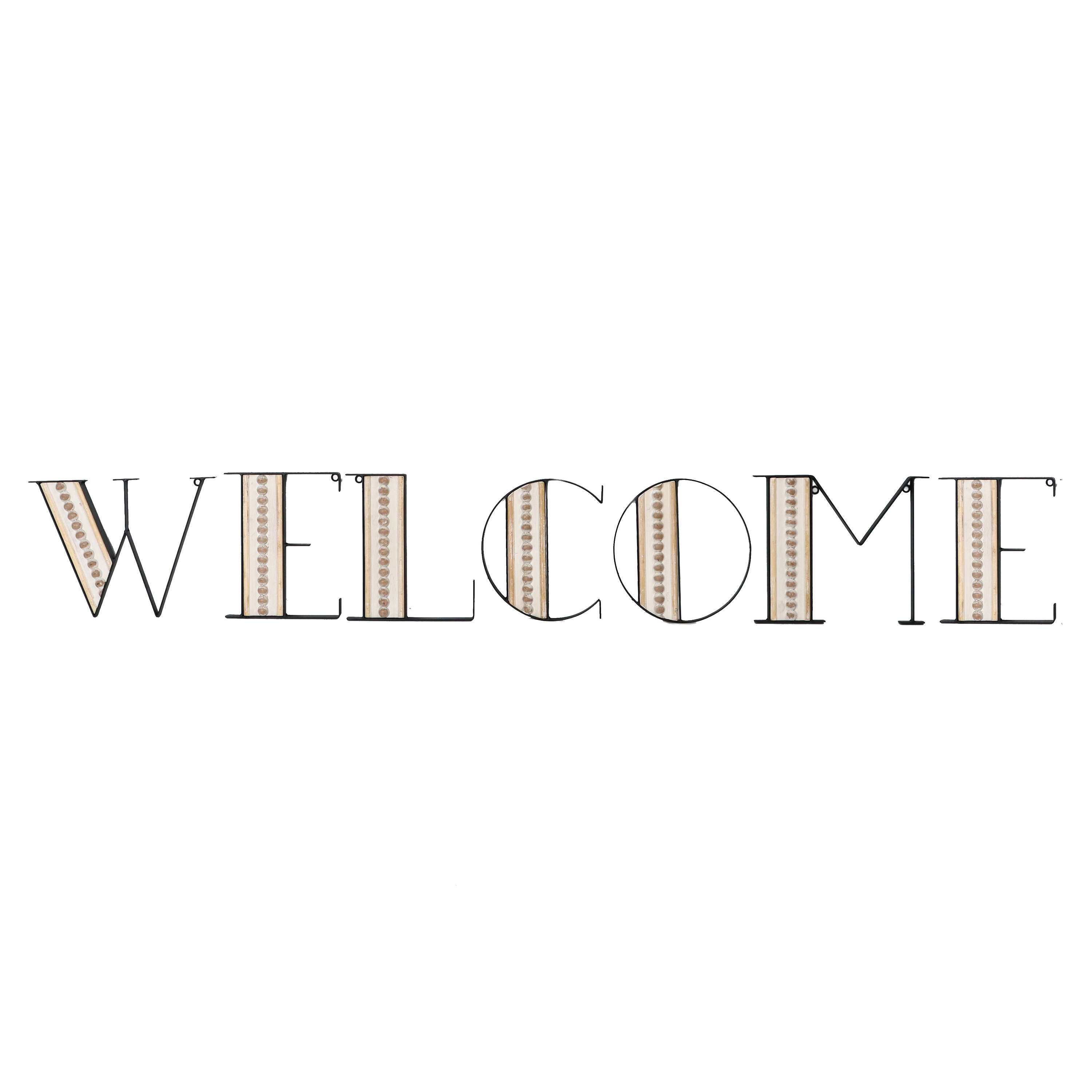 Latitude Run® VIP Metal 53 in. Gold Welcome Letter Outline Wall Decor ...