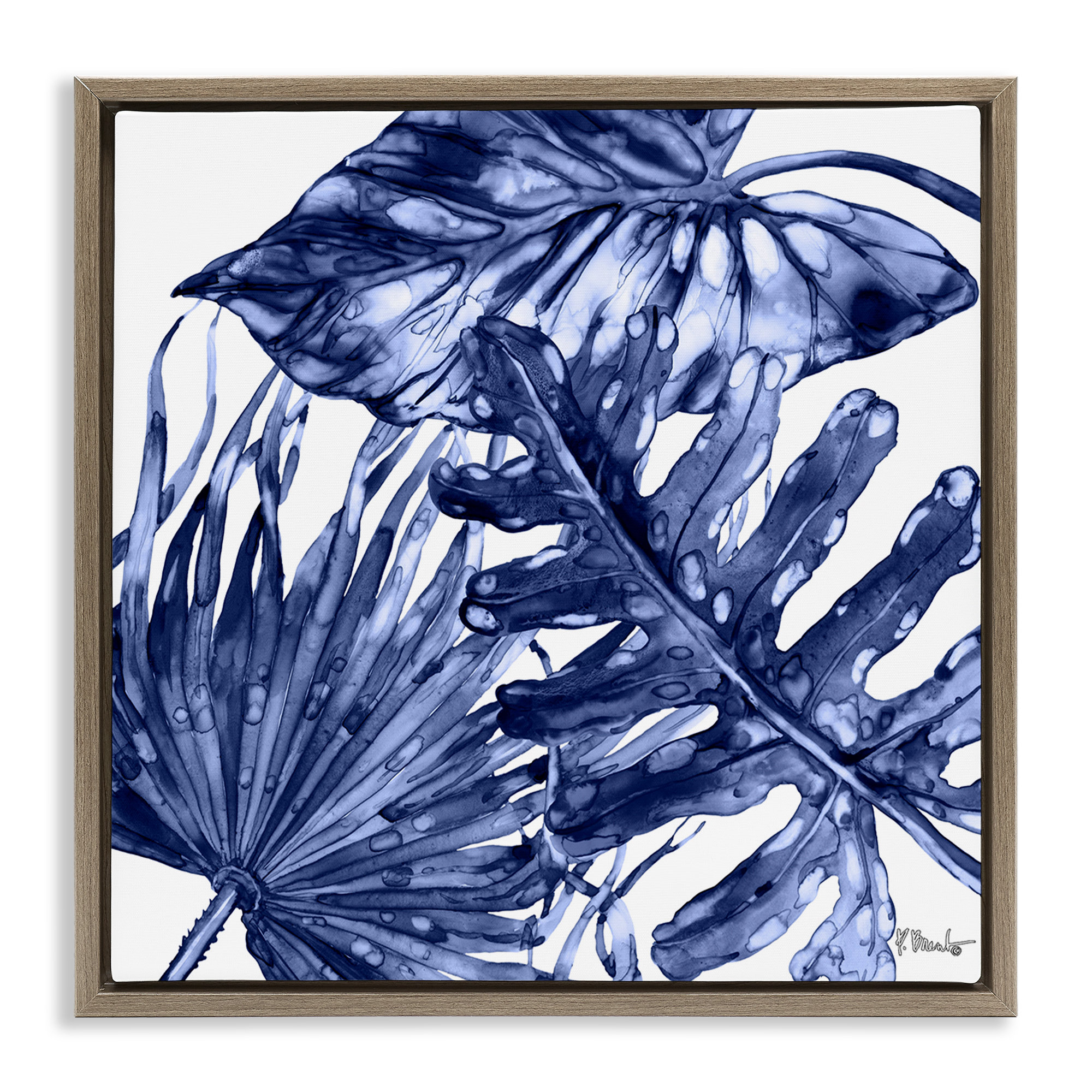 Bay Isle Home™ Hued Palm Fronds Framed Floater Canvas Wall Art by Paul ...