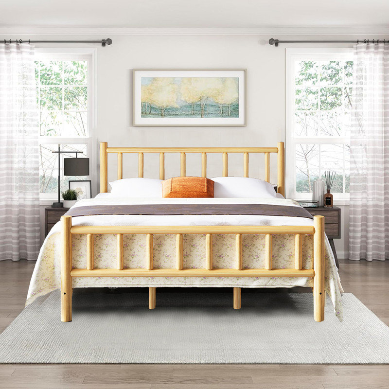 Millwood Pines Dorles Solid wood bed with headboard and footboard | Wayfair