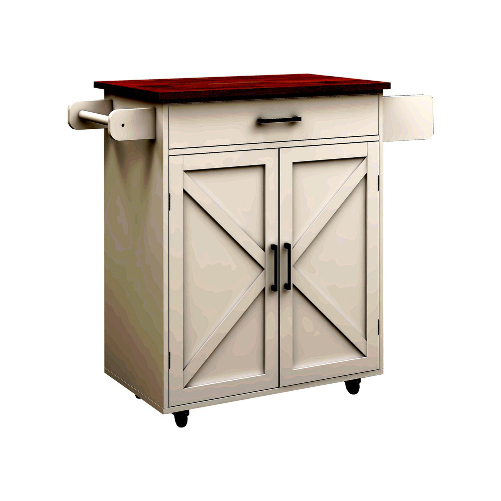 Gracie Oaks Kitchen Island Rolling Trolley Cart With Adjustable Shelves ...