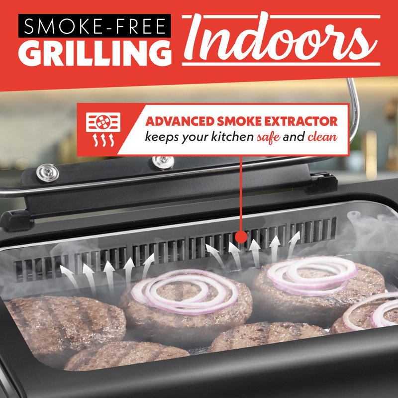 Gourmia 6Qt Smokeless Indoor Grill & Air Fryer FoodStation with Smoke ...