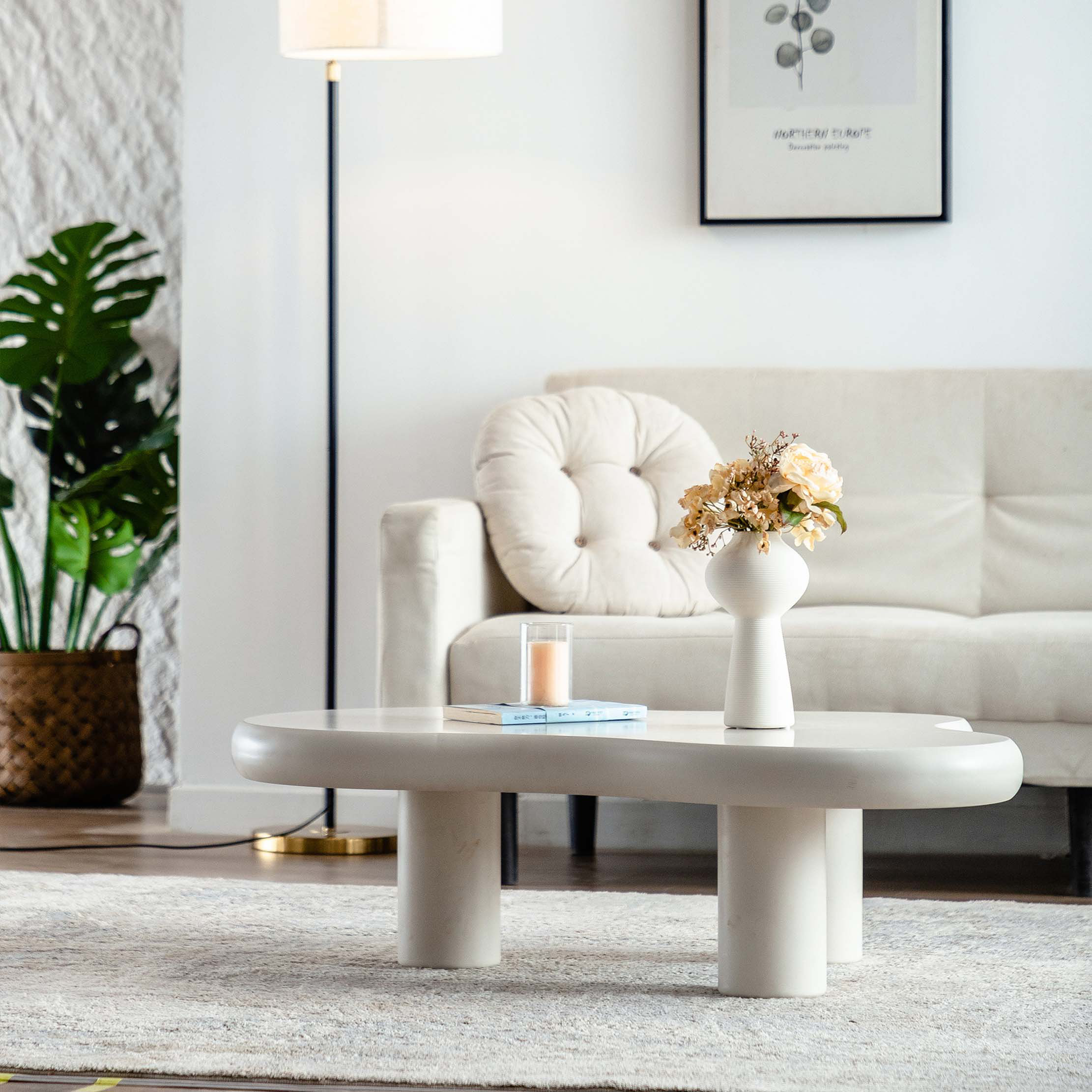 Ivy Bronx Cloud Coffee Table Modern Coffee Table Easy Assembly Coffee ...