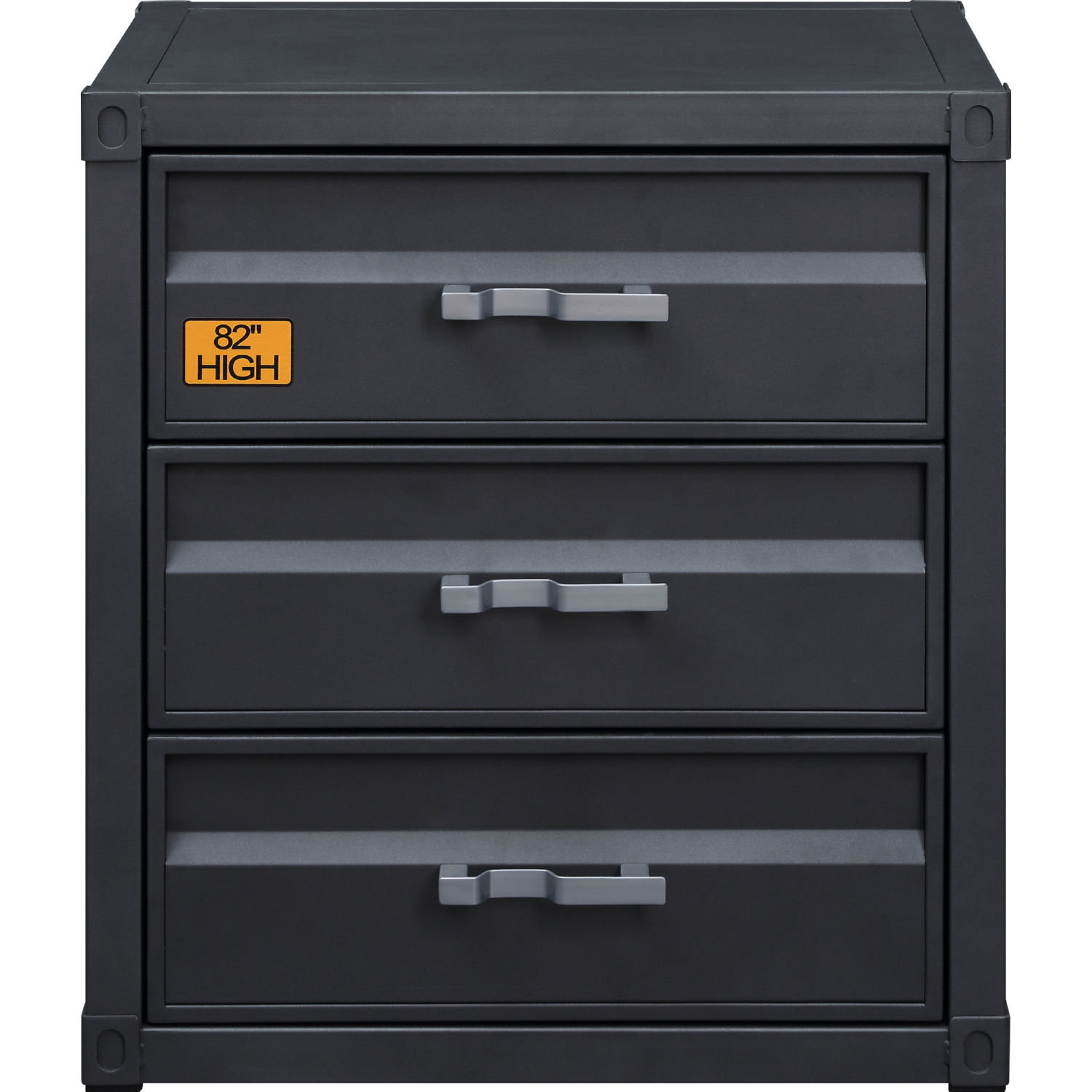 Williston Forge 3 Drawers Container Design Metal Chest In Gunmetal ...