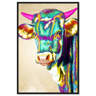Latitude Run® 'Colorful Glam Cow' Wrapped Canvas Acrylic Painting Print ...