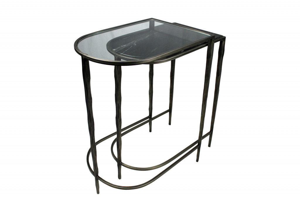 black half circle console table