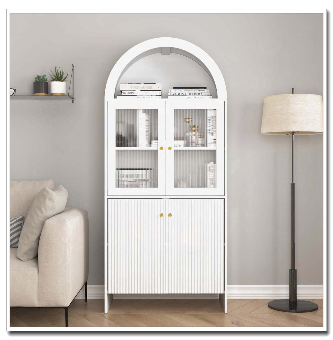 Ivy Bronx Arch Storage Pantry Cabinet with LED Lighting | Wayfair