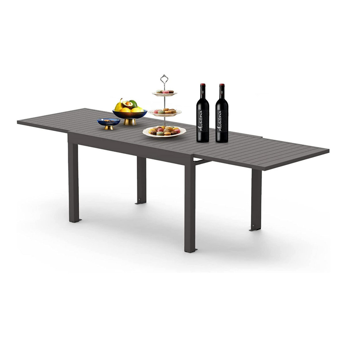 Latitude Run® Large Extendable Patio Dining Table, Aluminum Metal ...