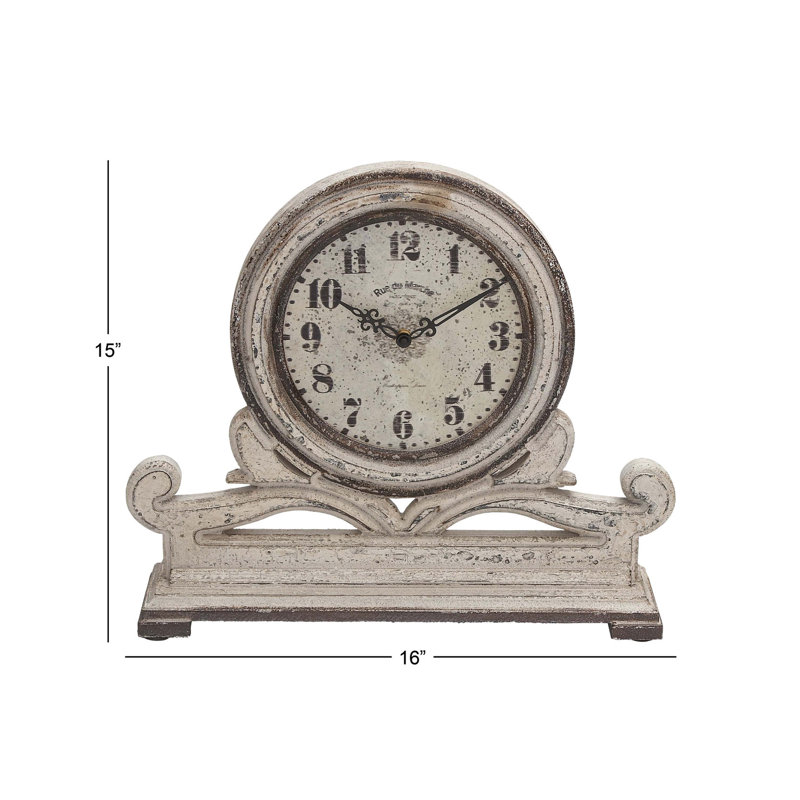 Ophelia & Co. Traditional Analog Wood Quartz Tabletop Clock in White ...