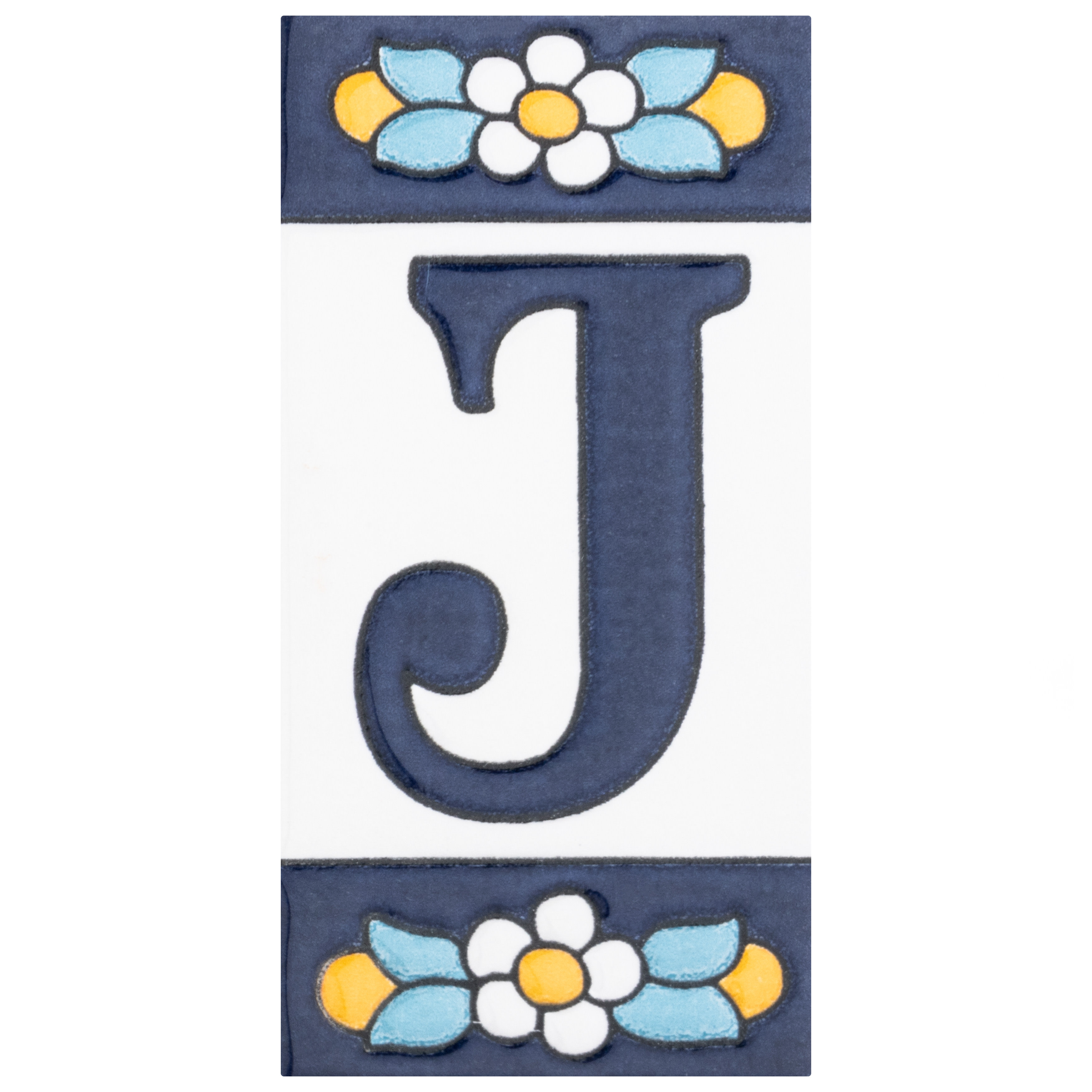 Merola Tile Sevillano Flora 2-1/8 in. x 4-3/8 in. Letter J Ceramic ...