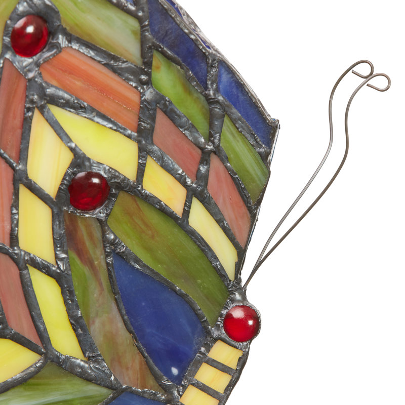August Grove® Liliana 9.5"H Butterfly Stained Glass Accent Lamp ...