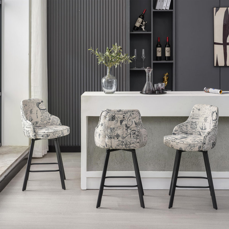 George Oliver Bar Stools Set of 2/3/4, 26/30" Swivel High Back Bar ...