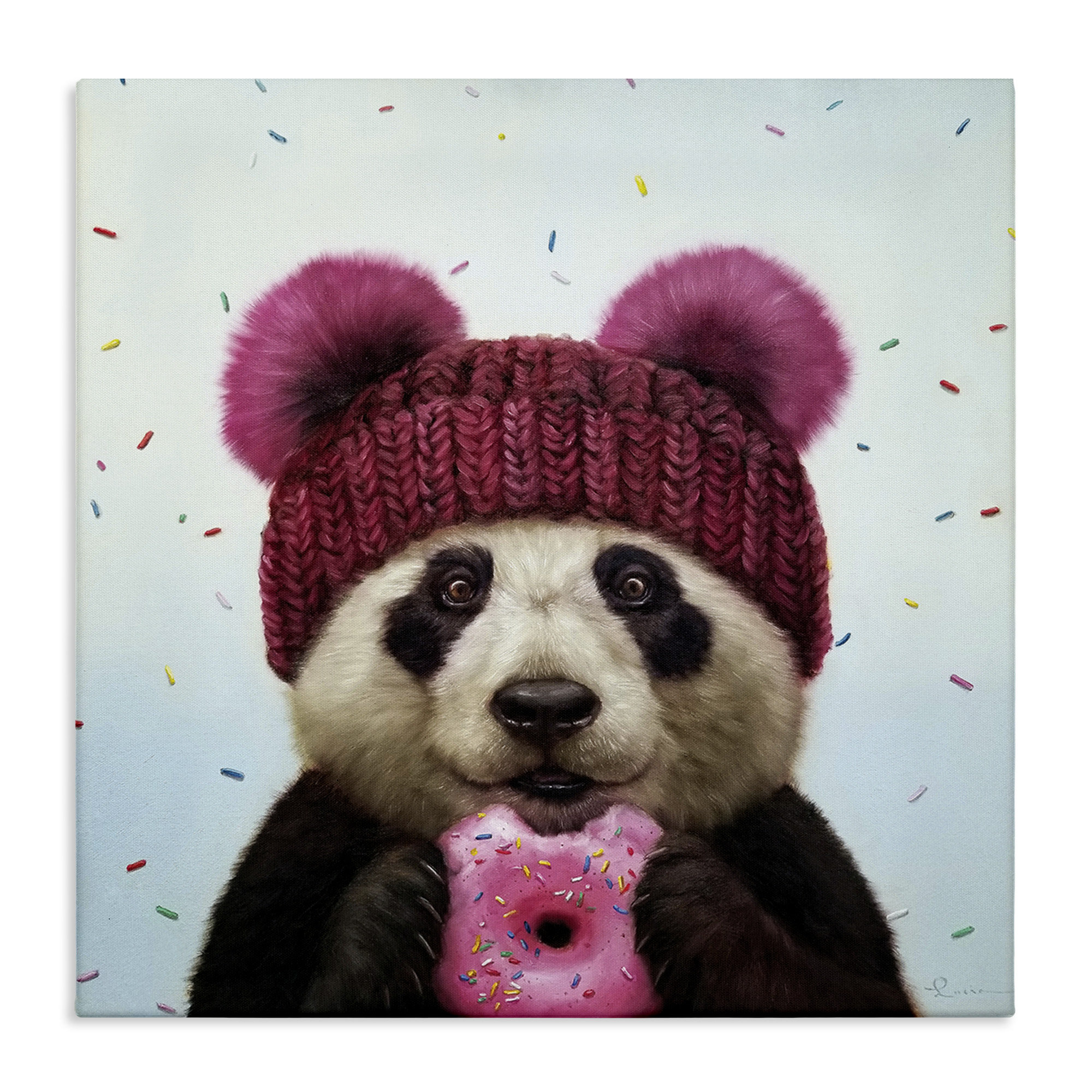 Trinx Happy Panda Bear with Pink Sprinkle Donut by Lucia Heffernan ...