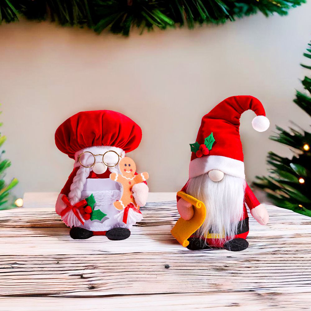 The Holiday Aisle® Chef Themed Mr And Mrs Claus Cookin It Up Gnomes Set ...