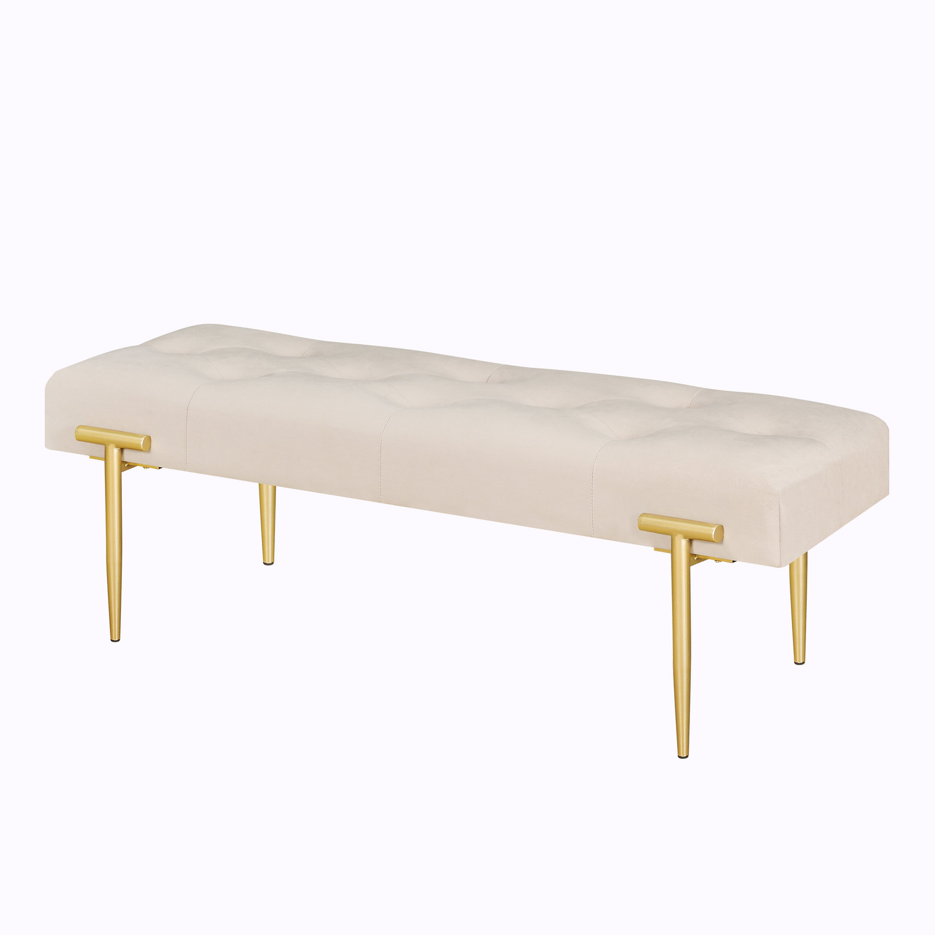 Mercer41 Velvet Bench With Gold Metal Legs | Wayfair
