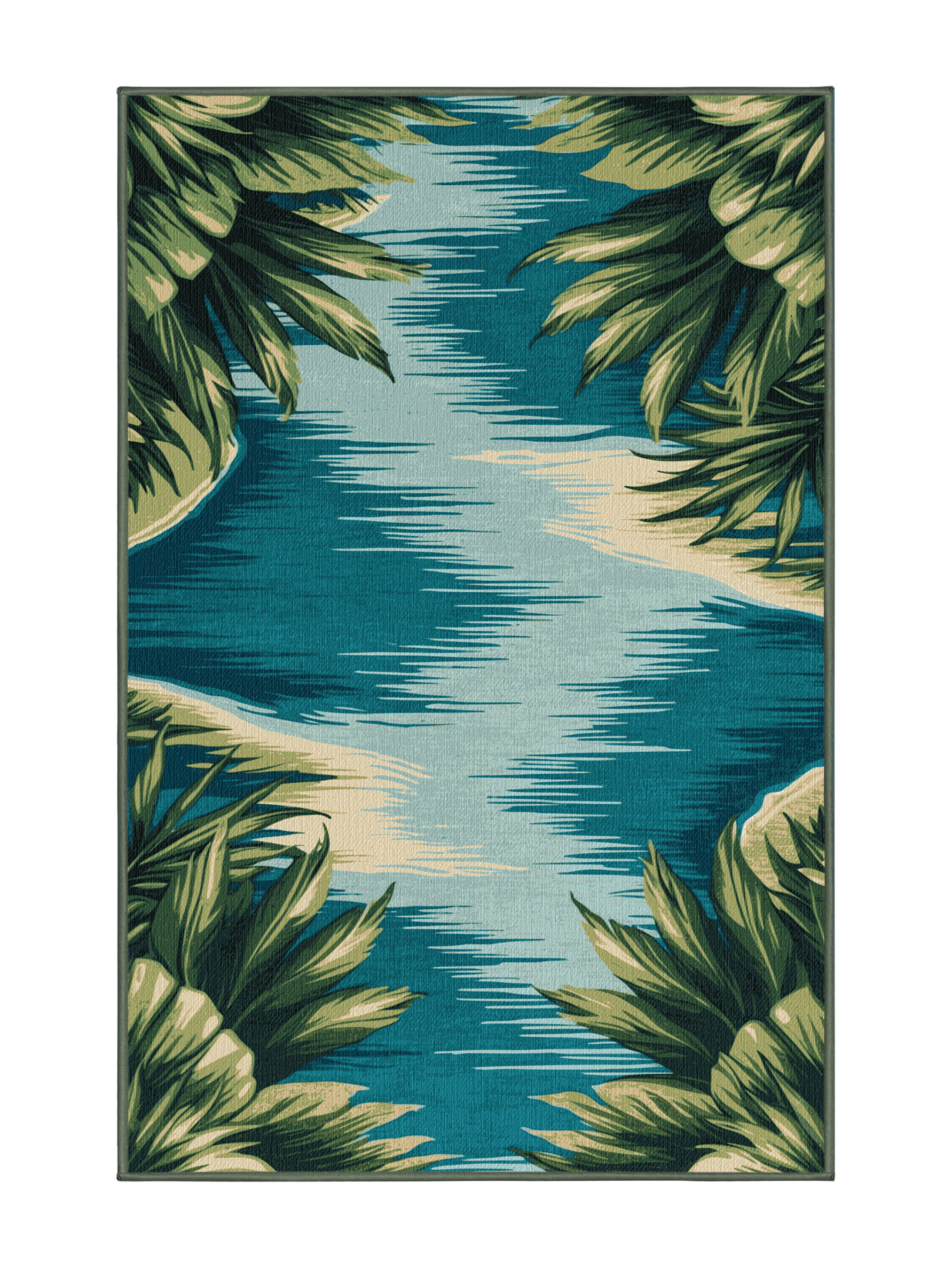 Bayou Breeze Washable Lagoons Hawaiian Area Rug | Wayfair