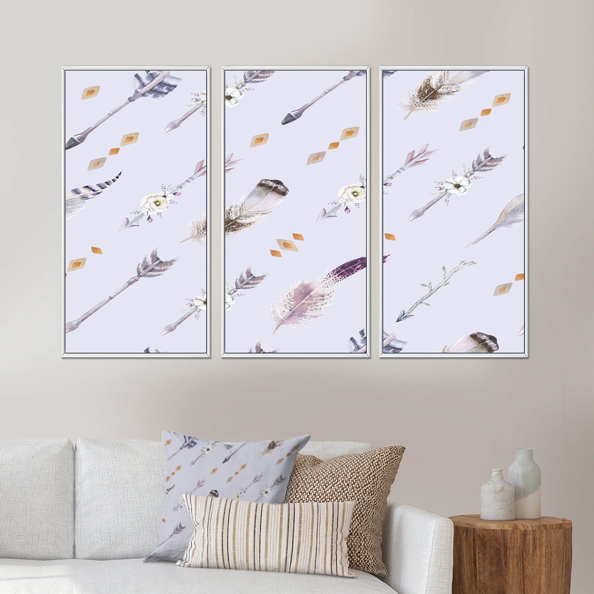 Dakota Fields Boho Feathers And Arrows II - Bohemian Framed Canvas Wall ...