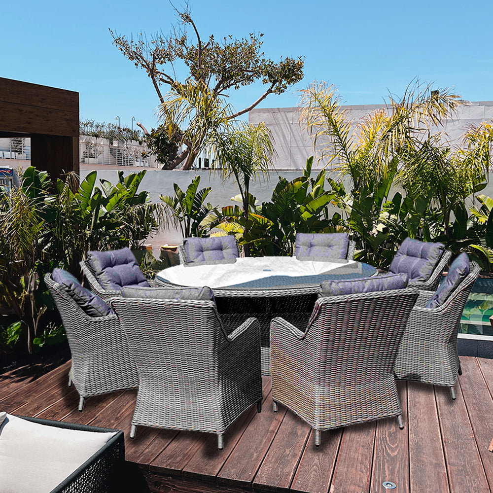 Wildon Home® Rivertown Round 8 - Person 63'' L Outdoor Restaurant ...