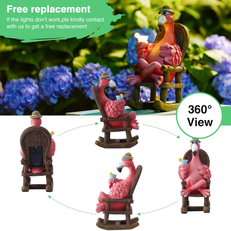 Arlmont & Co. Relaxing Solar Flamingo Statue | Wayfair