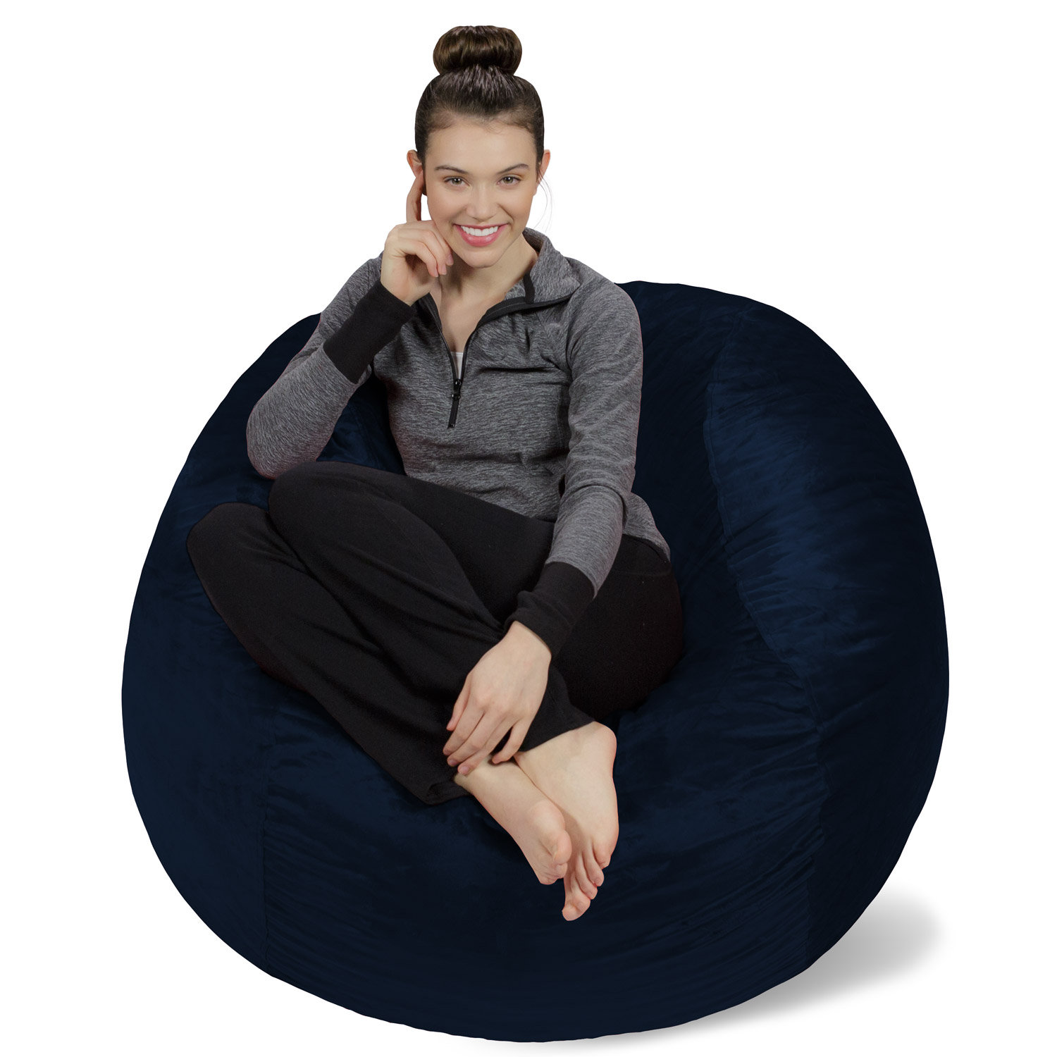 Sofa Sack Bean Bag Chair 4 Ft Shredded Foam Filled Round Pouf Chair